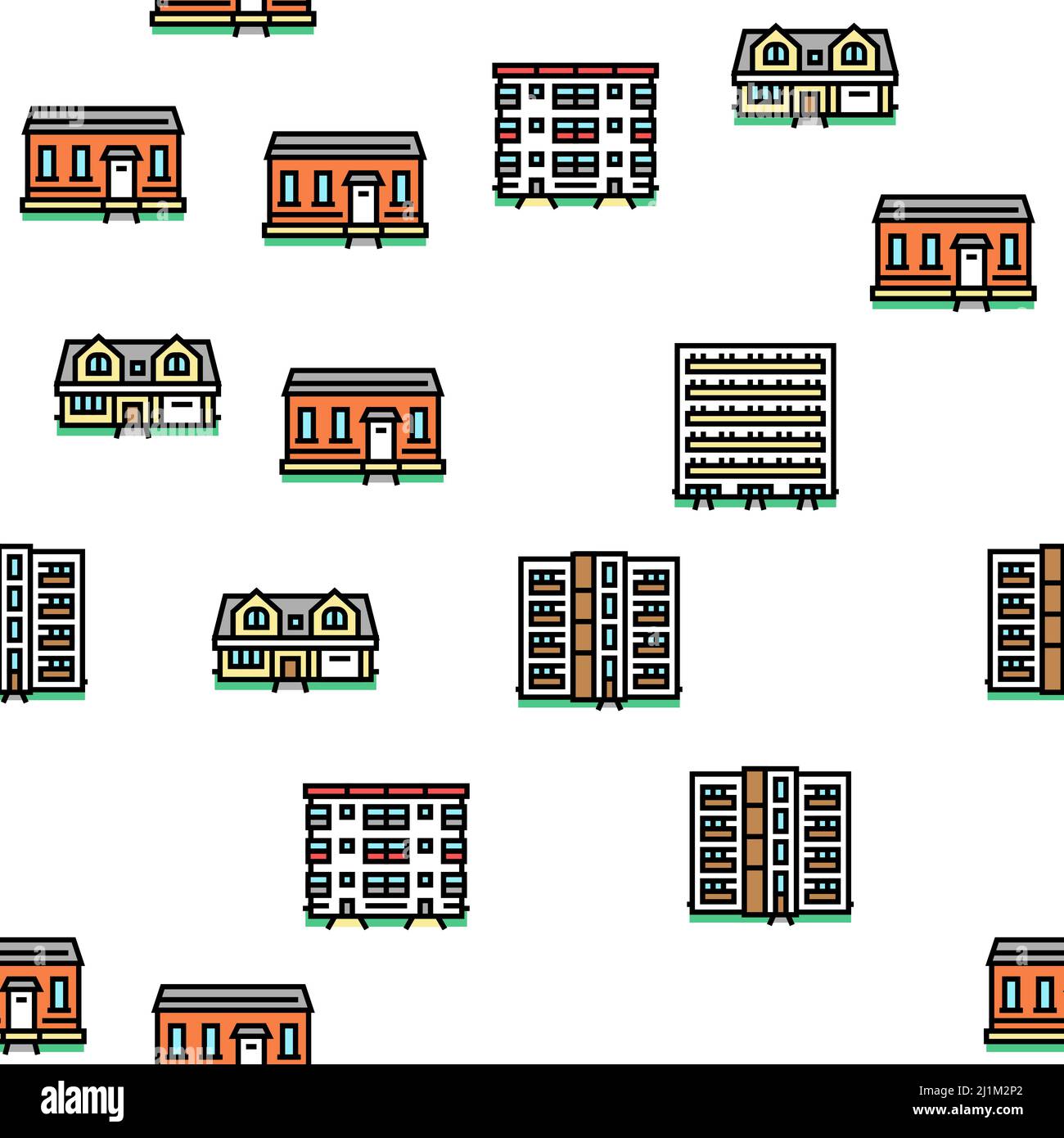 House Architectural Exterior Vector Seamless Pattern Stock Vector Image ...