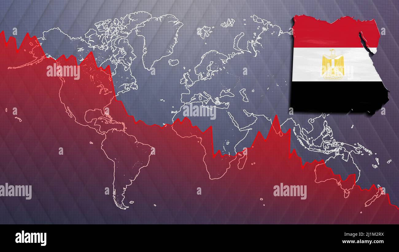 Economic crisis Egypt map and flag, recession Stock Photo - Alamy