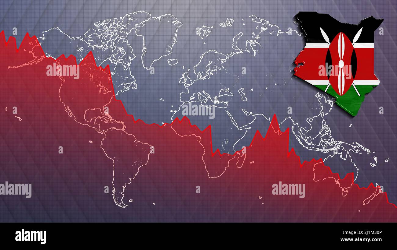 Economic crisis Kenya map and flag, recession Stock Photo - Alamy