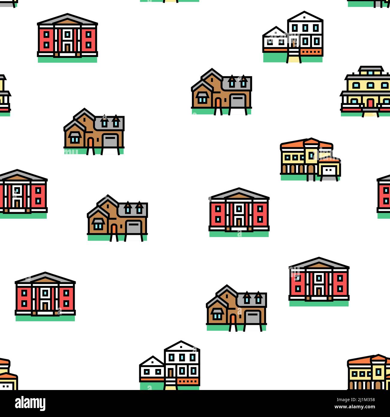 House Architectural Exterior Vector Seamless Pattern Stock Vector Image ...