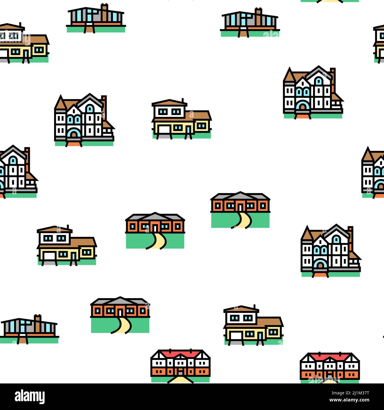House Architectural Exterior Vector Seamless Pattern Stock Vector Image ...