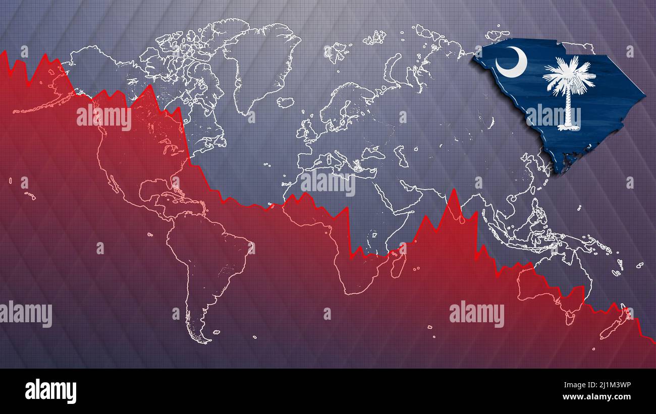 Economic crisis South Carolina map and flag, recession Stock Photo - Alamy