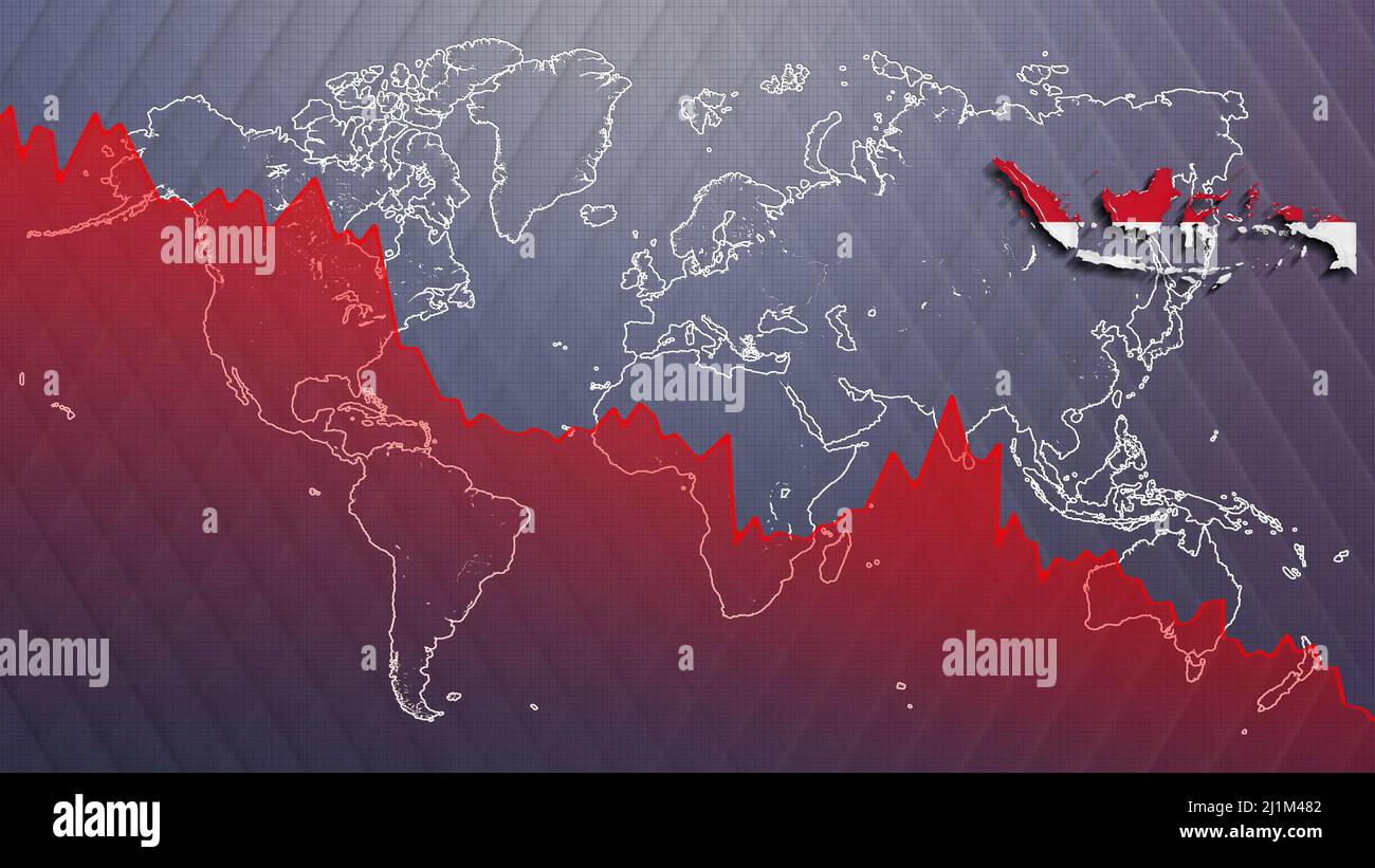 Economic crisis Indonesia map and flag, recession Stock Photo - Alamy