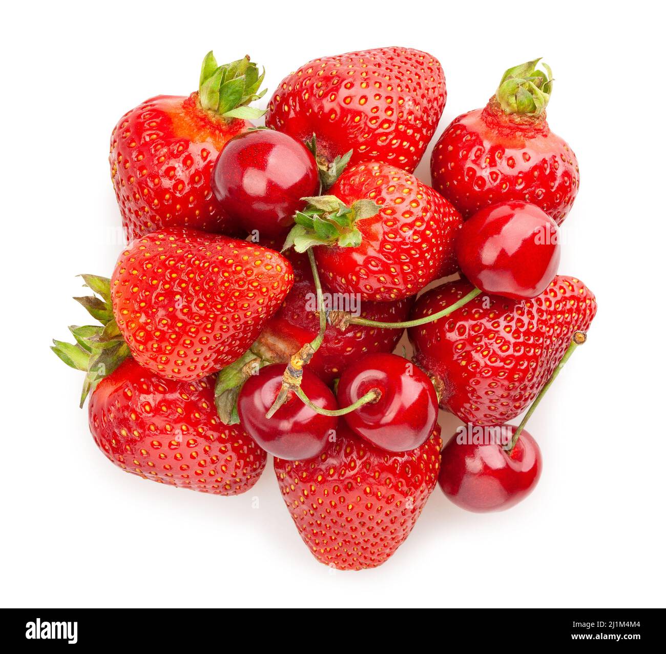 strawberry cherry path isolated on white Stock Photo - Alamy