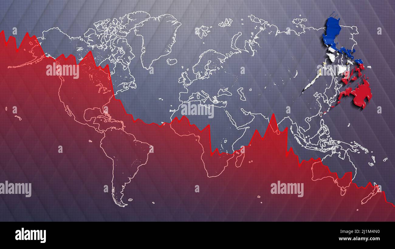 Economic crisis Philippines map and flag, recession Stock Photo - Alamy