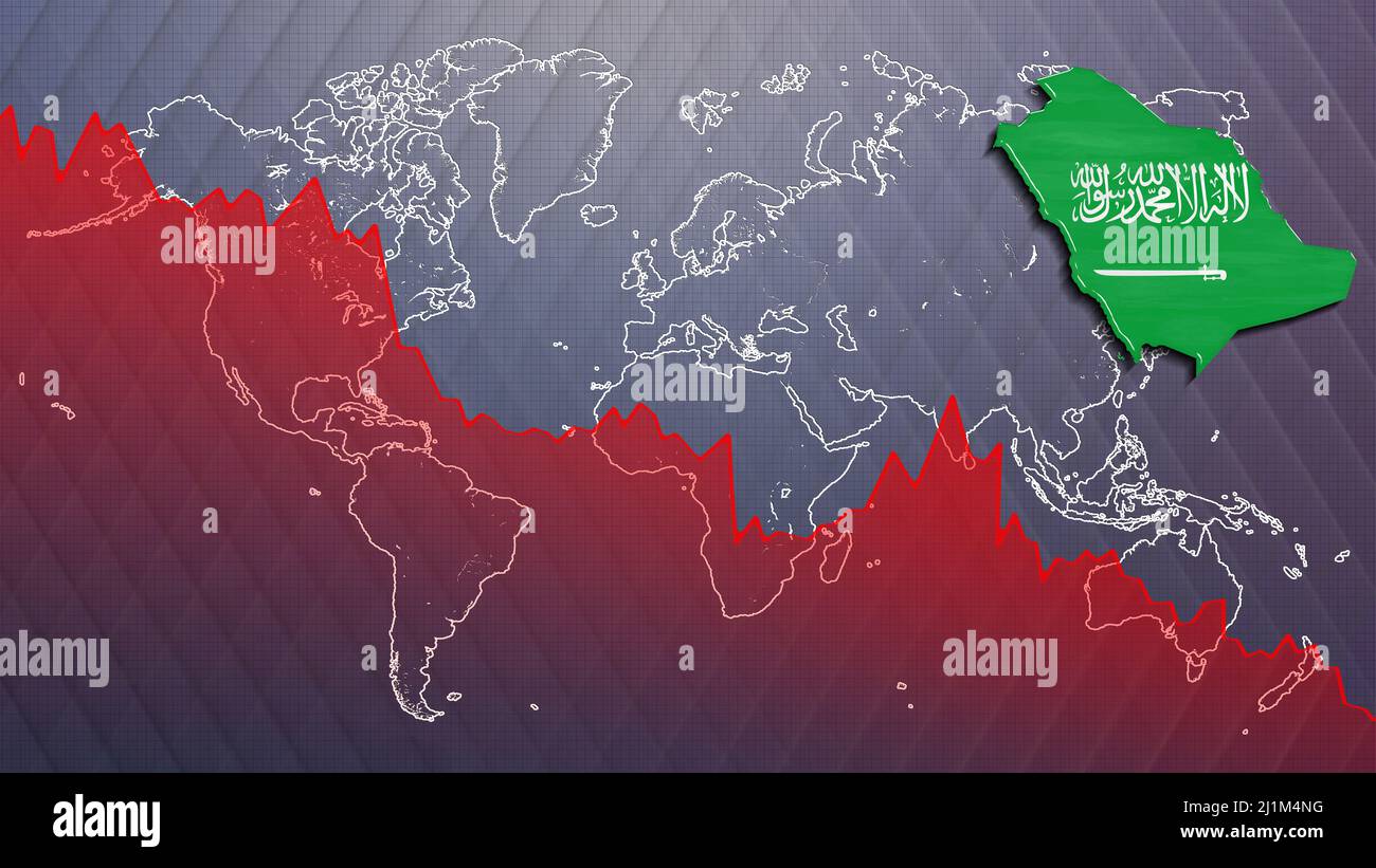 Economic crisis Saudi Arabia map and flag, recession Stock Photo - Alamy