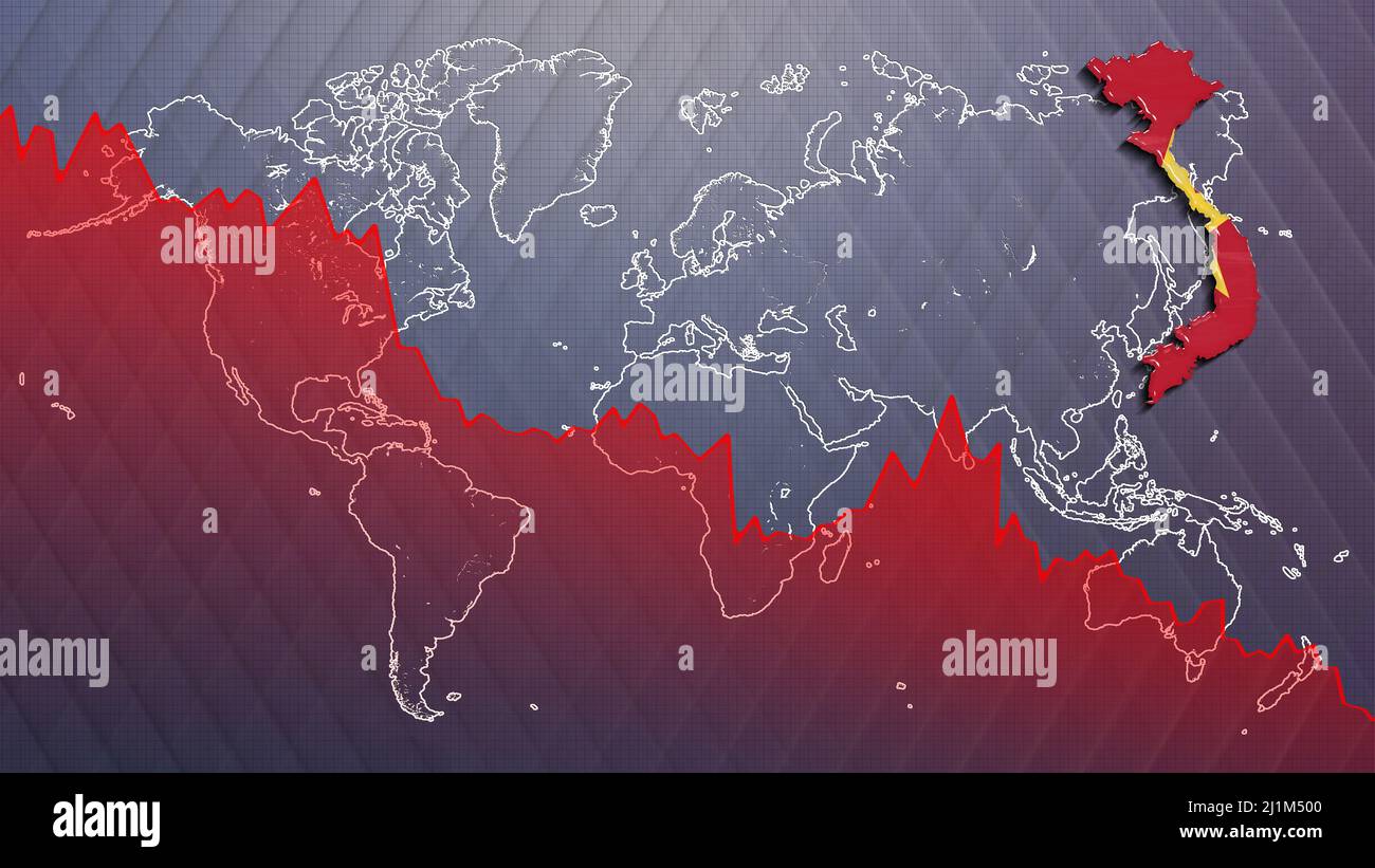 Economic crisis Vietnam map and flag, recession Stock Photo - Alamy