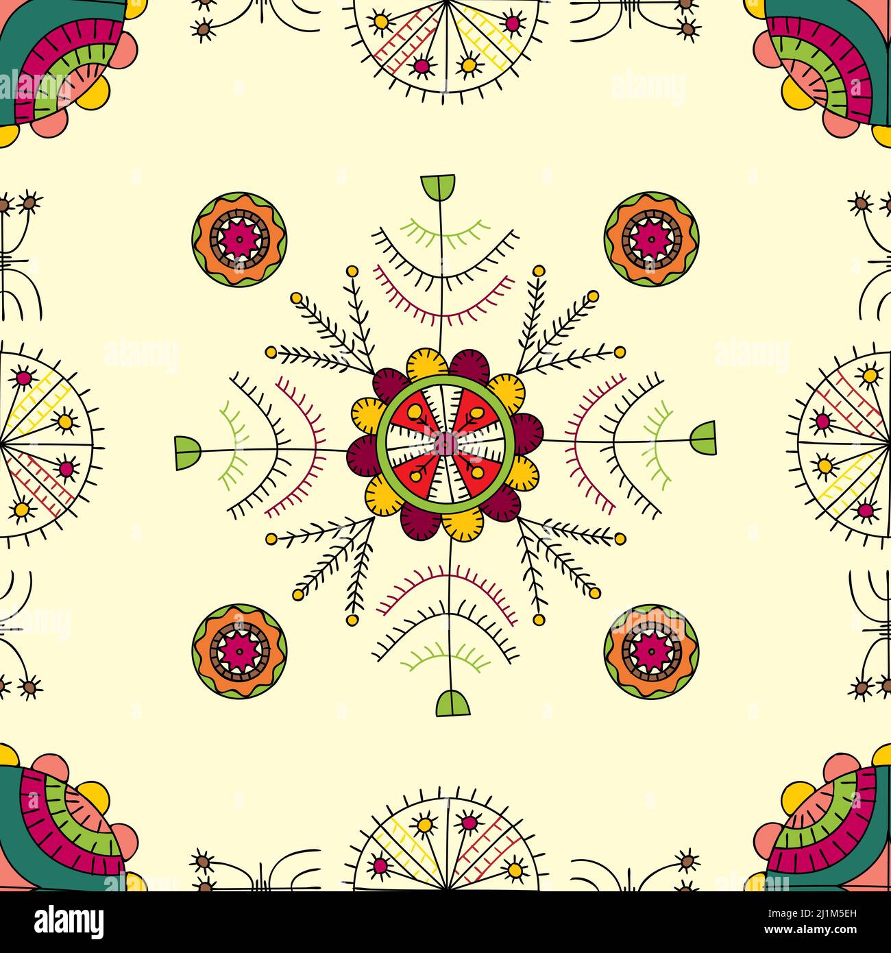 Folk art vector pattern inspired by Estonian Mulgi embroidery Stock ...
