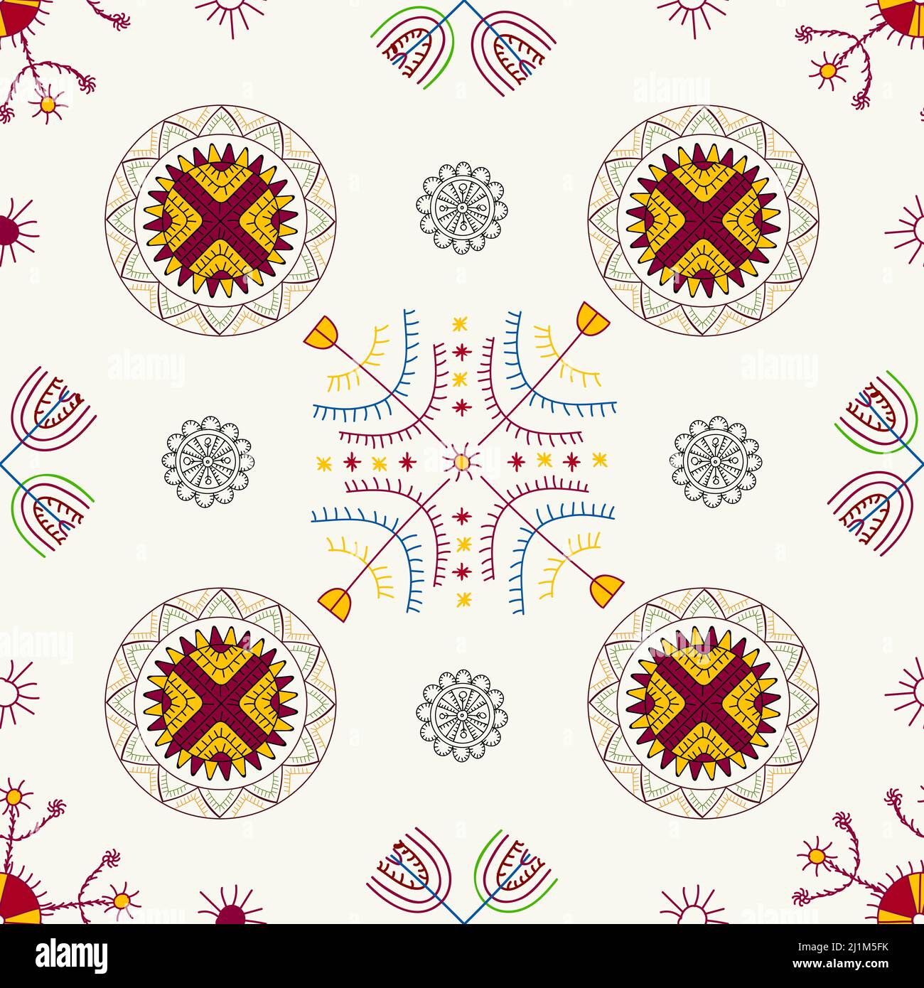 Folk art vector pattern inspired by Estonian Mulgi embroidery Stock ...