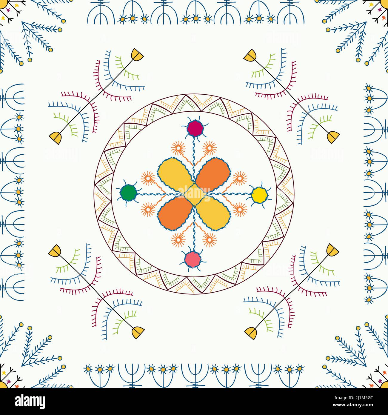 Folk art vector pattern inspired by Estonian Mulgi embroidery Stock ...
