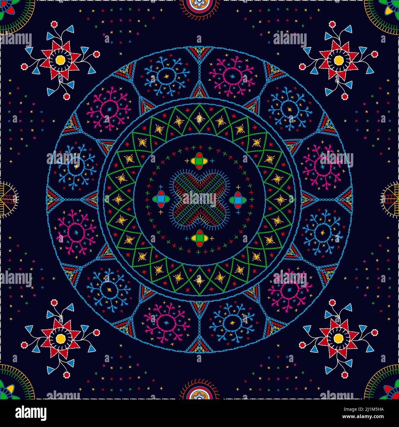 Folk art vector pattern inspired by Estonian Mulgi embroidery Stock ...