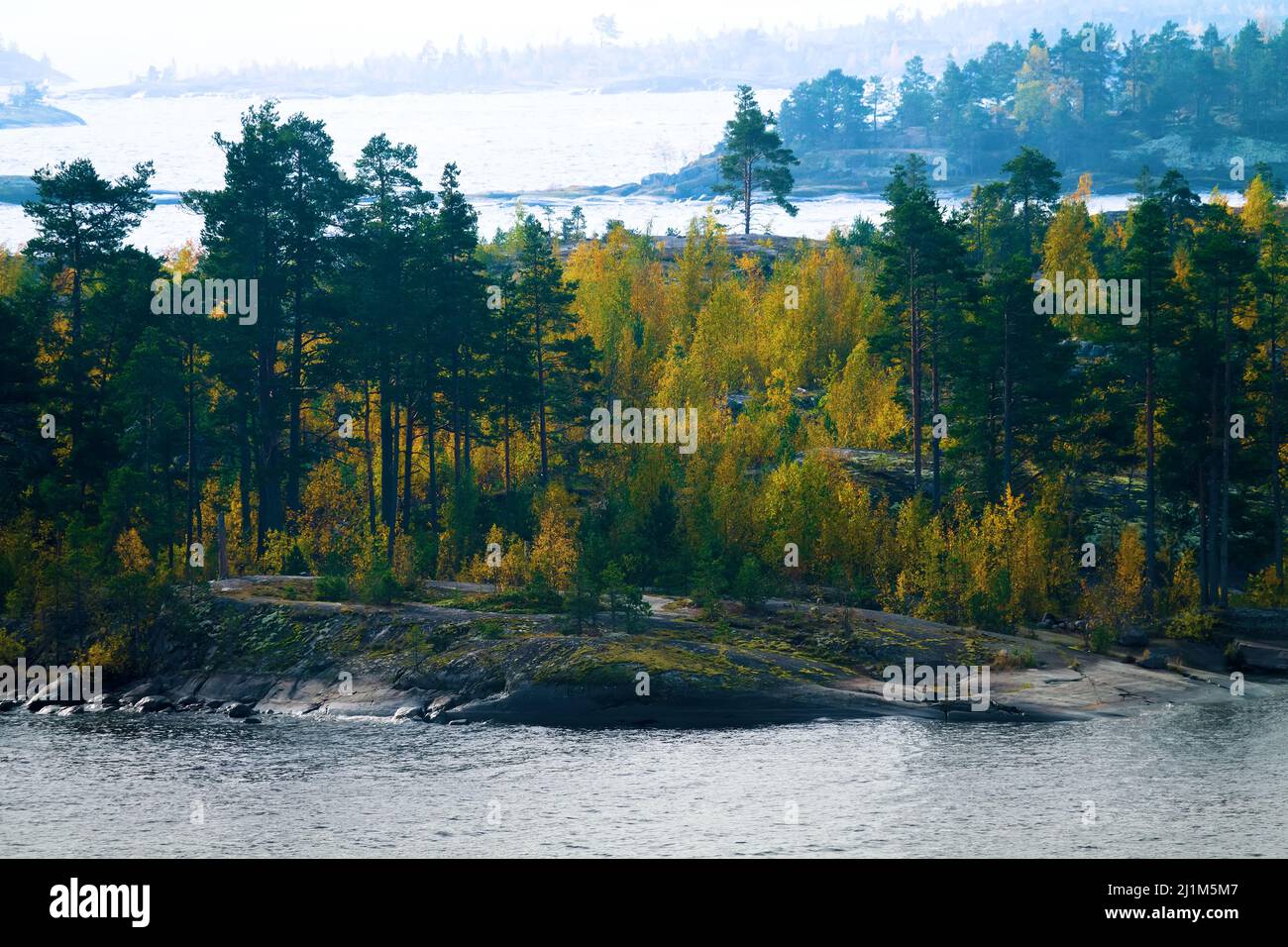 Baltic crystalline shield, esker. Glaciated landscape (glacial plaining ...