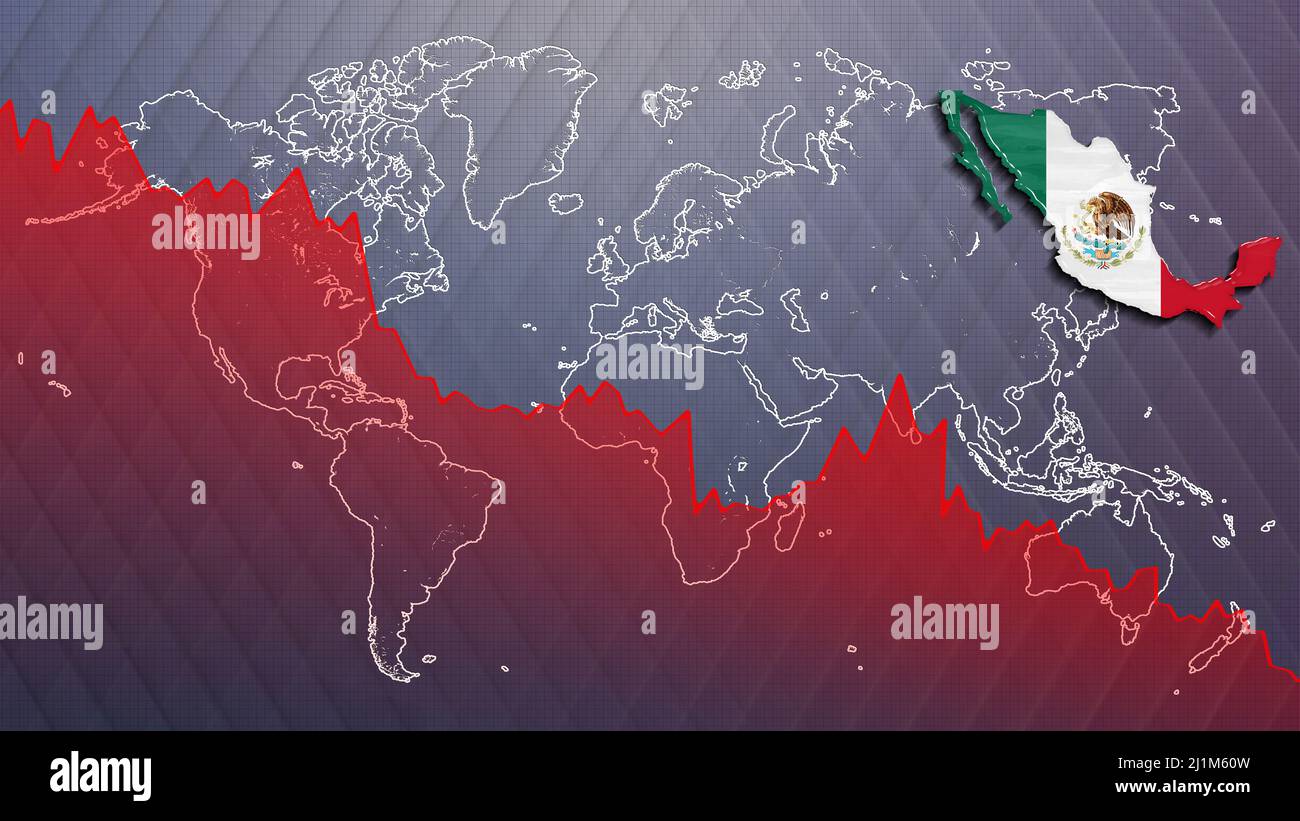 Economic crisis Mexico map and flag, recession Stock Photo - Alamy