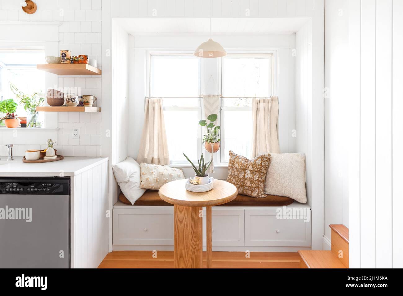 Bright Boho Minimalist Style Kitchen Stock Photo - Alamy