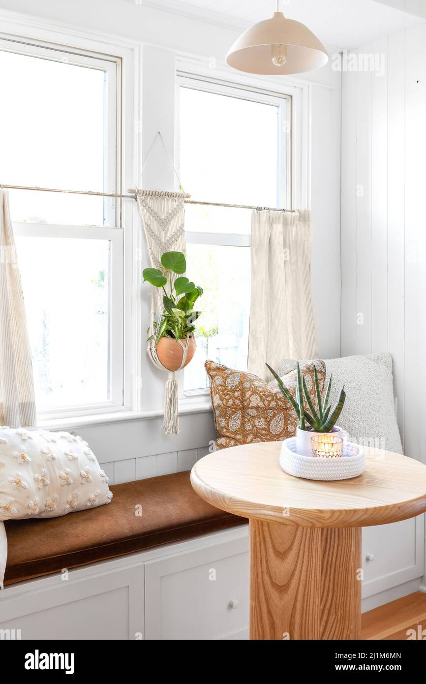 Bright Boho Minimalist Style Kitchen Stock Photo - Alamy