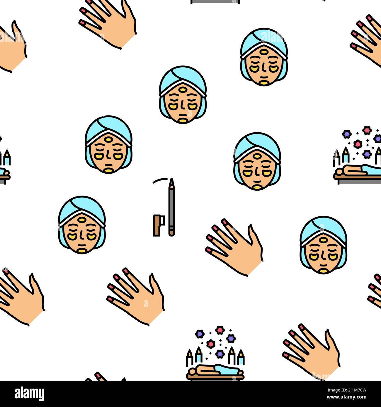 Makeup Cosmetology Procedure Vector Seamless Pattern Stock Vector Image ...