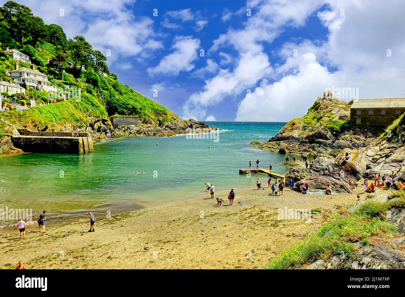 Polperro beach on a summers day Stock Photo - Alamy