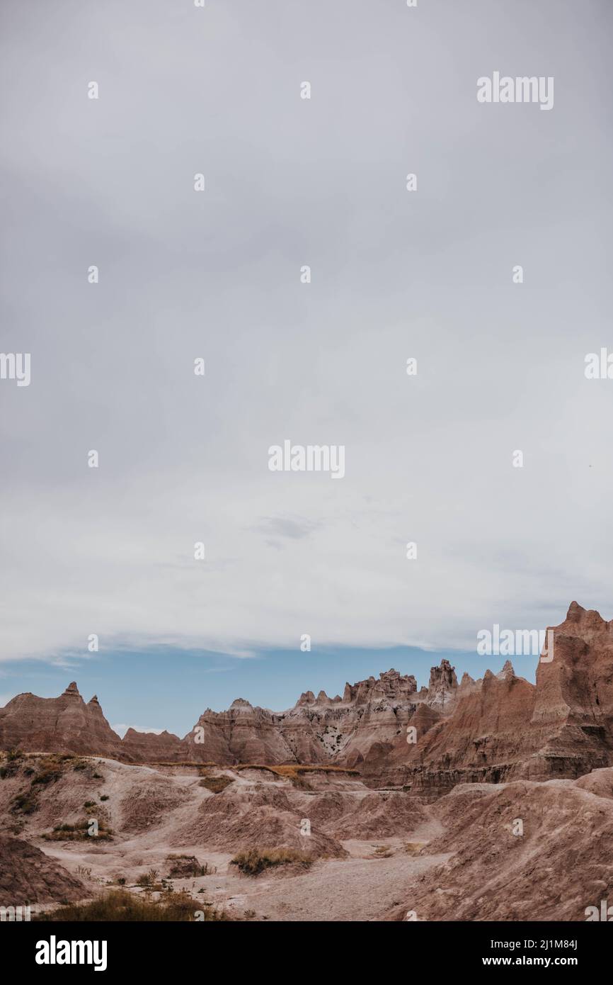 Badlands National Park, SD on cloudy summer day in July Stock Photo - Alamy