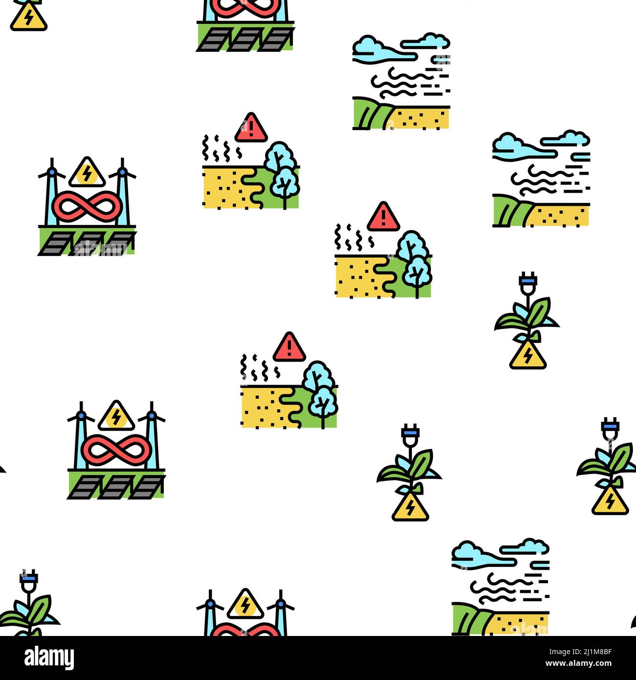 Climate Change And Eco Problem Vector Seamless Pattern Stock Vector ...