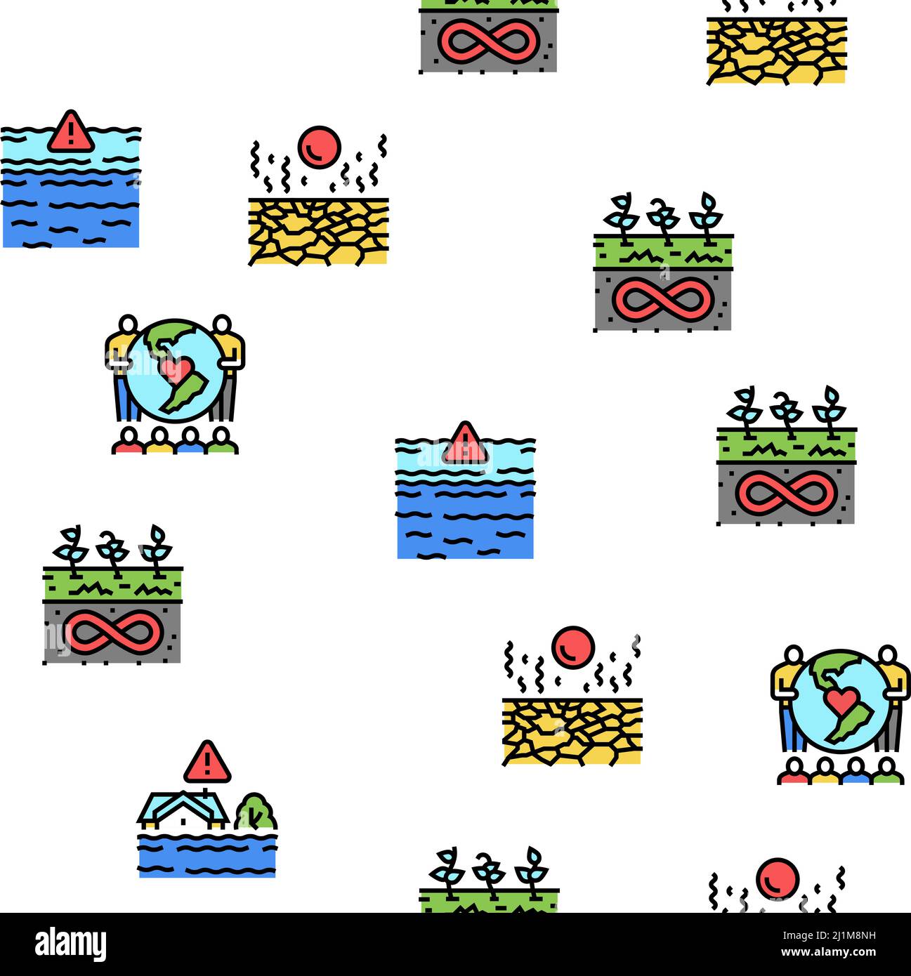 Climate Change And Eco Problem Vector Seamless Pattern Stock Vector ...