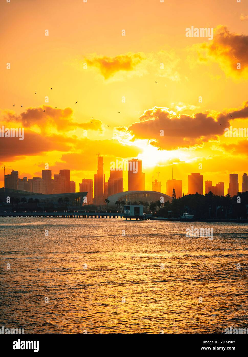 sunset in Miami skyline florida Stock Photo - Alamy