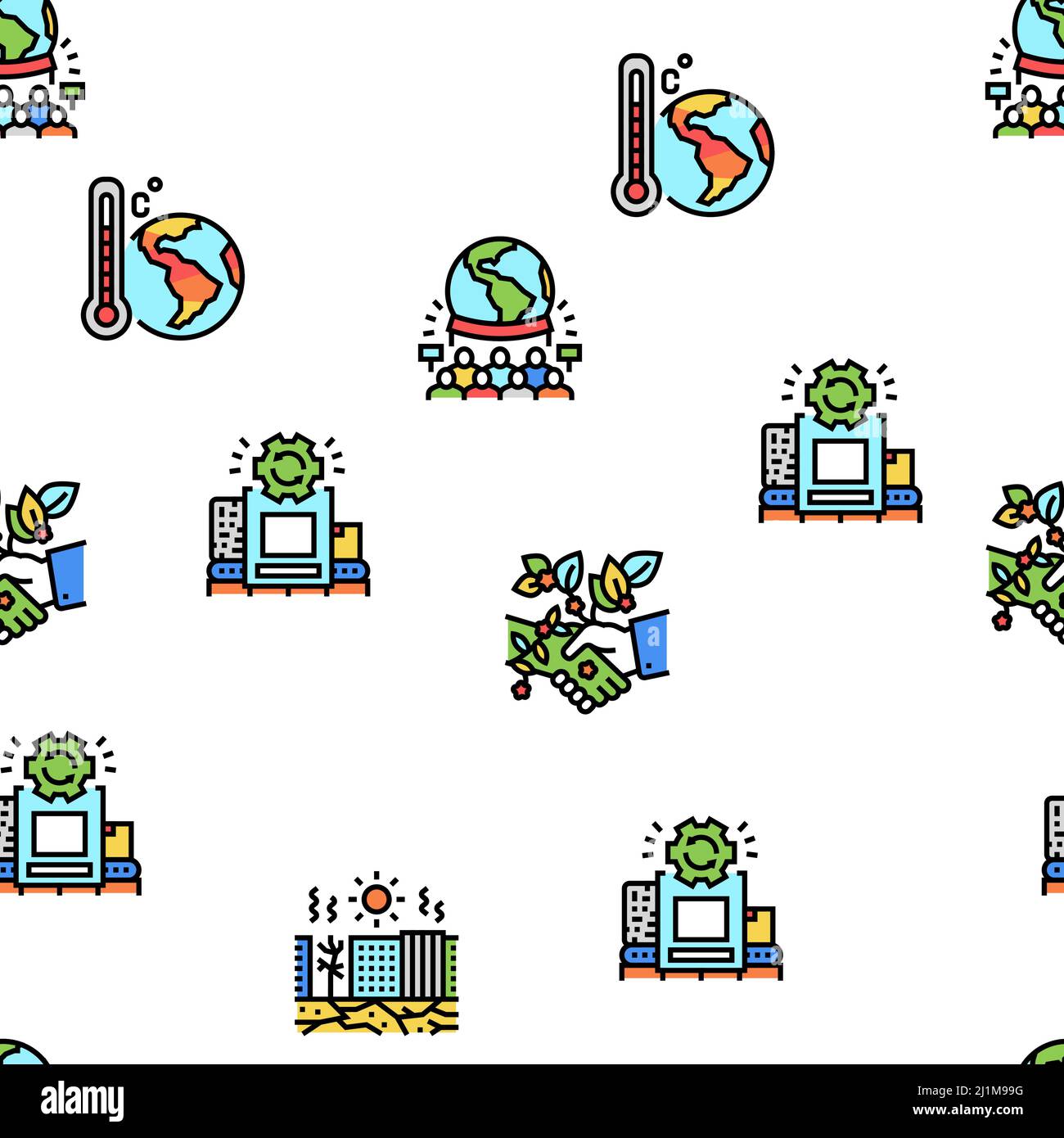 Climate Change And Environment Vector Seamless Pattern Stock Vector ...