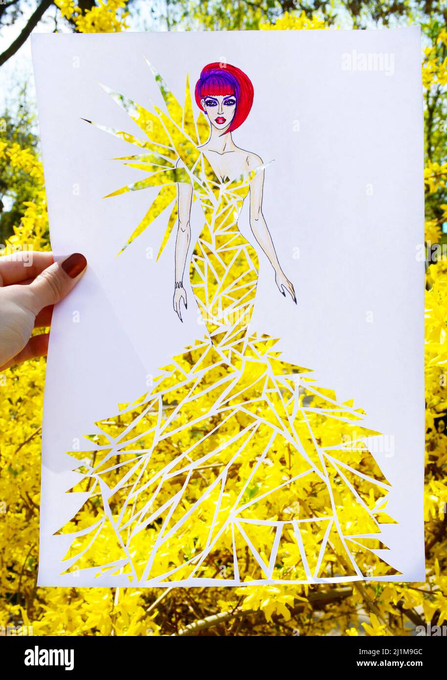 Yellow Spring Inspiration Fashion Illustration Stock Photo - Alamy