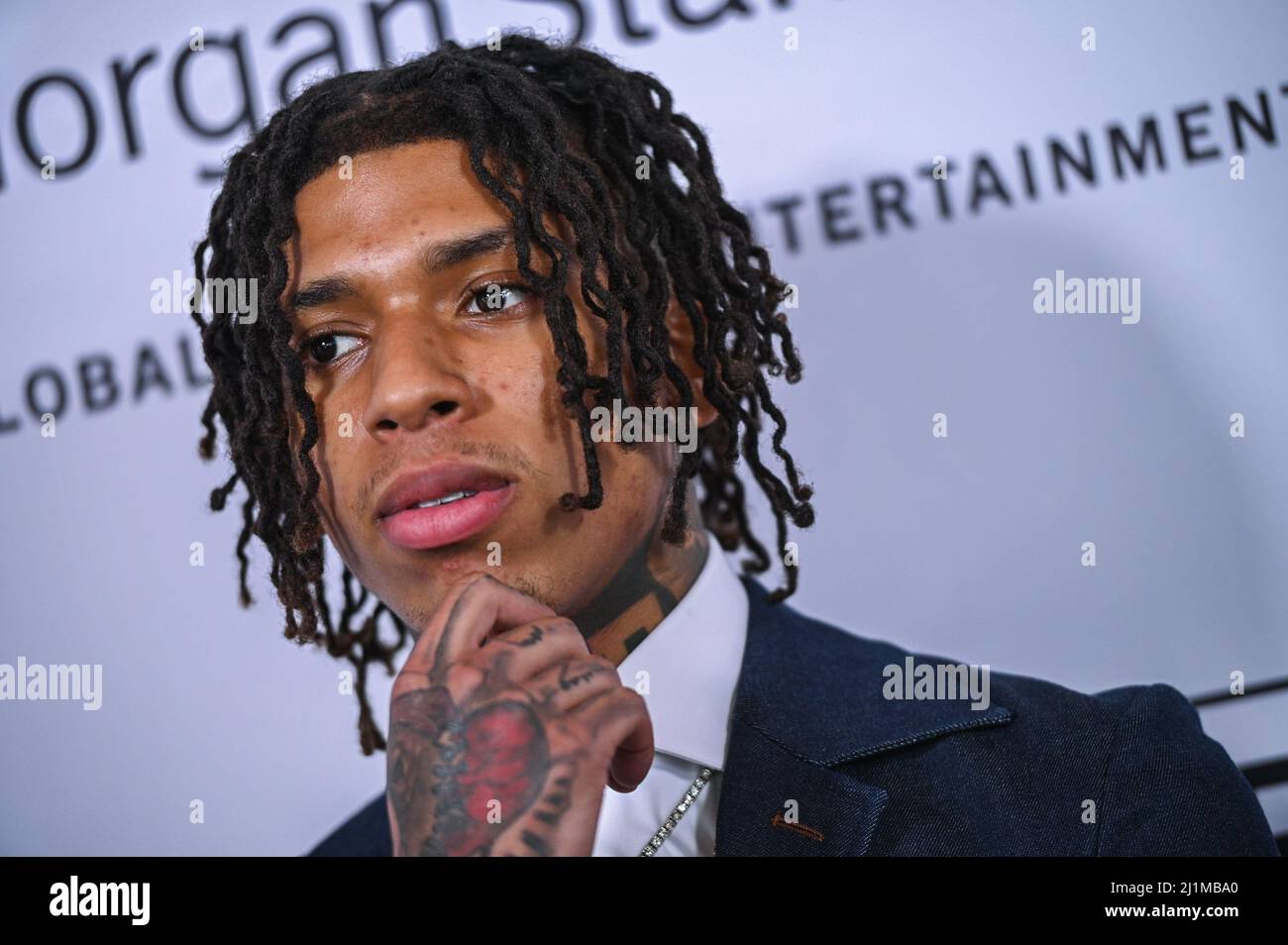 NLE Choppa walking on the red carpet at the Annual Oscars Weekend ...