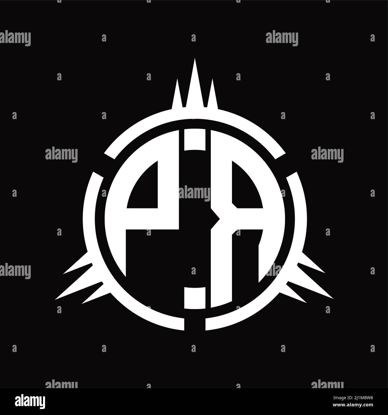 PR Logo monogram isolated on circle element design template Stock ...