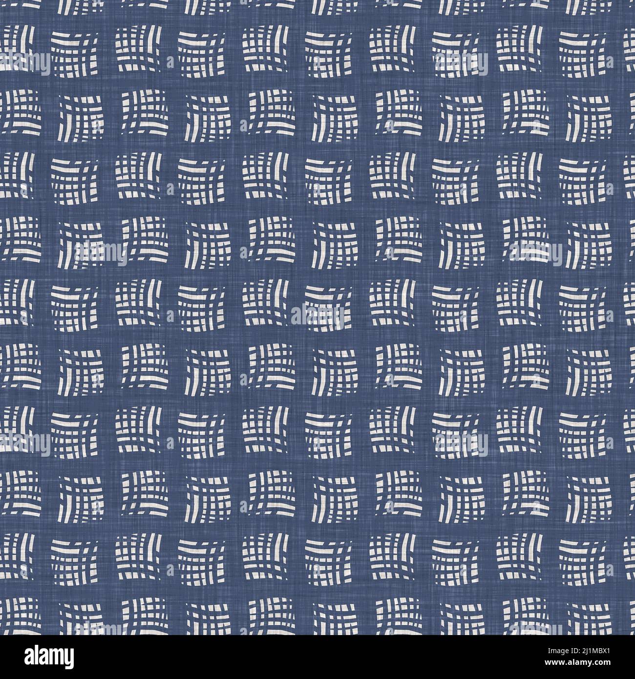 French blue geometric linen seamless pattern. Tonal farmhouse cottage ...