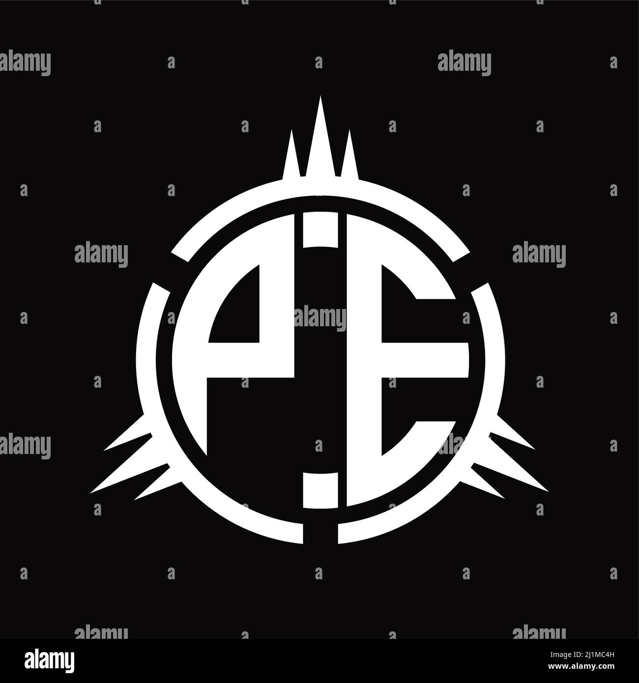 PE Logo monogram isolated on circle element design template Stock ...