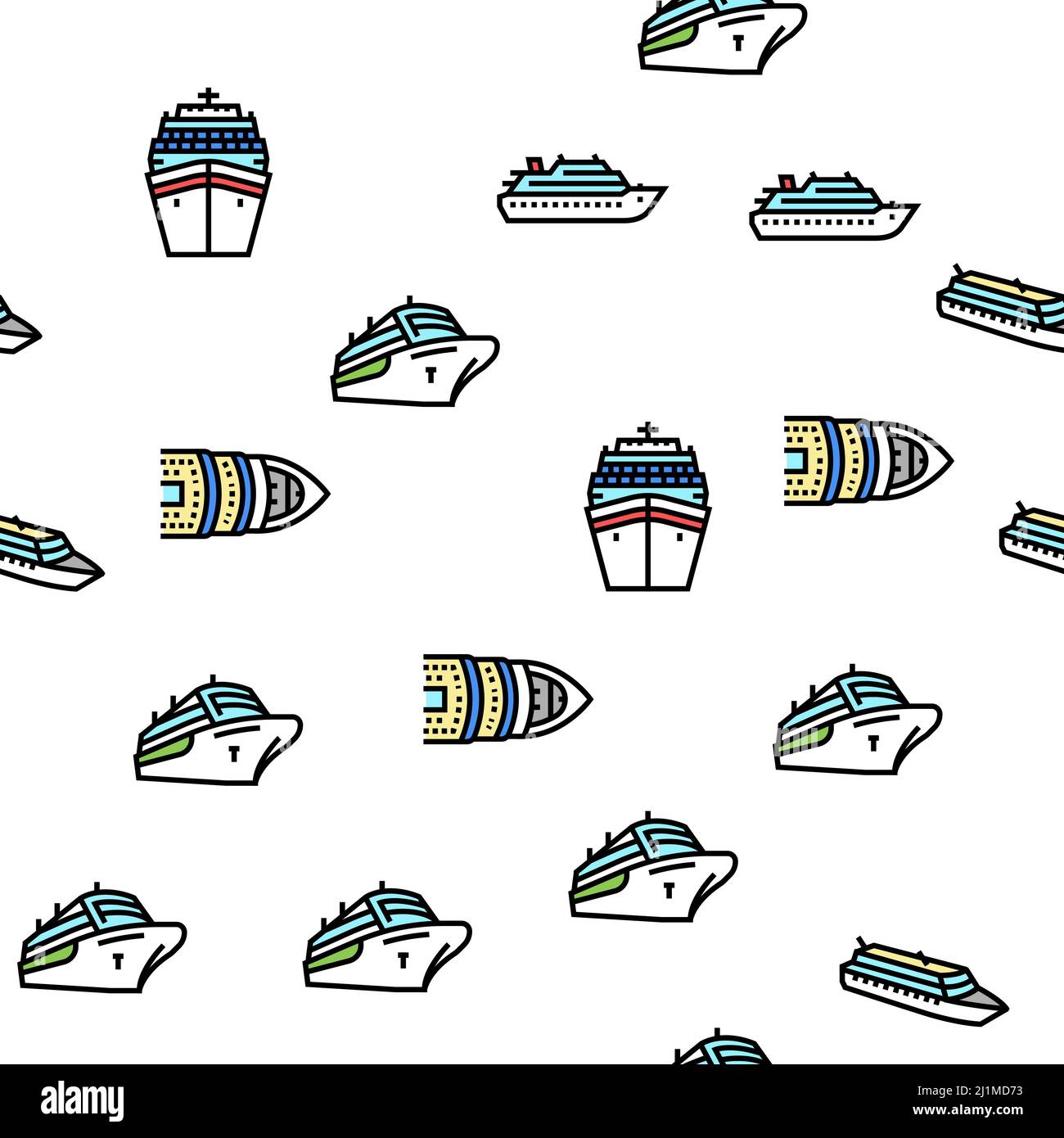 Cruise Ship Vacation Enjoyment Vector Seamless Pattern Stock Vector ...