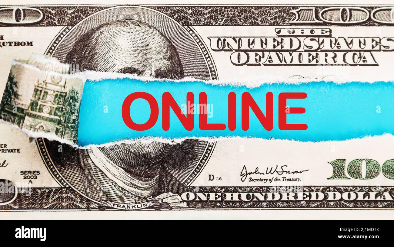 Make money on the Internet online. Dollars with the inscription ...