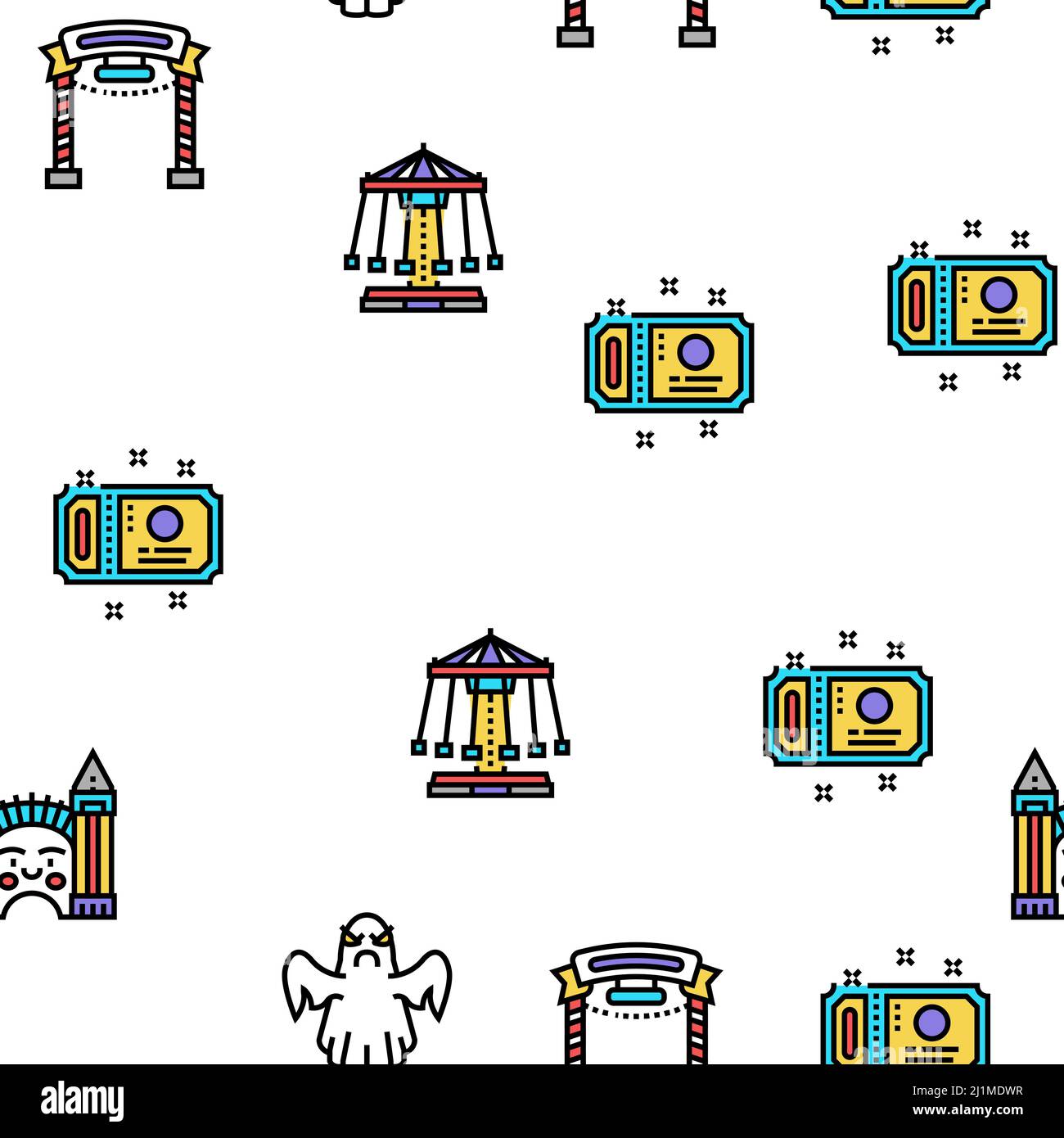 Amusement Park Entertainment Vector Seamless Pattern Stock Vector Image ...