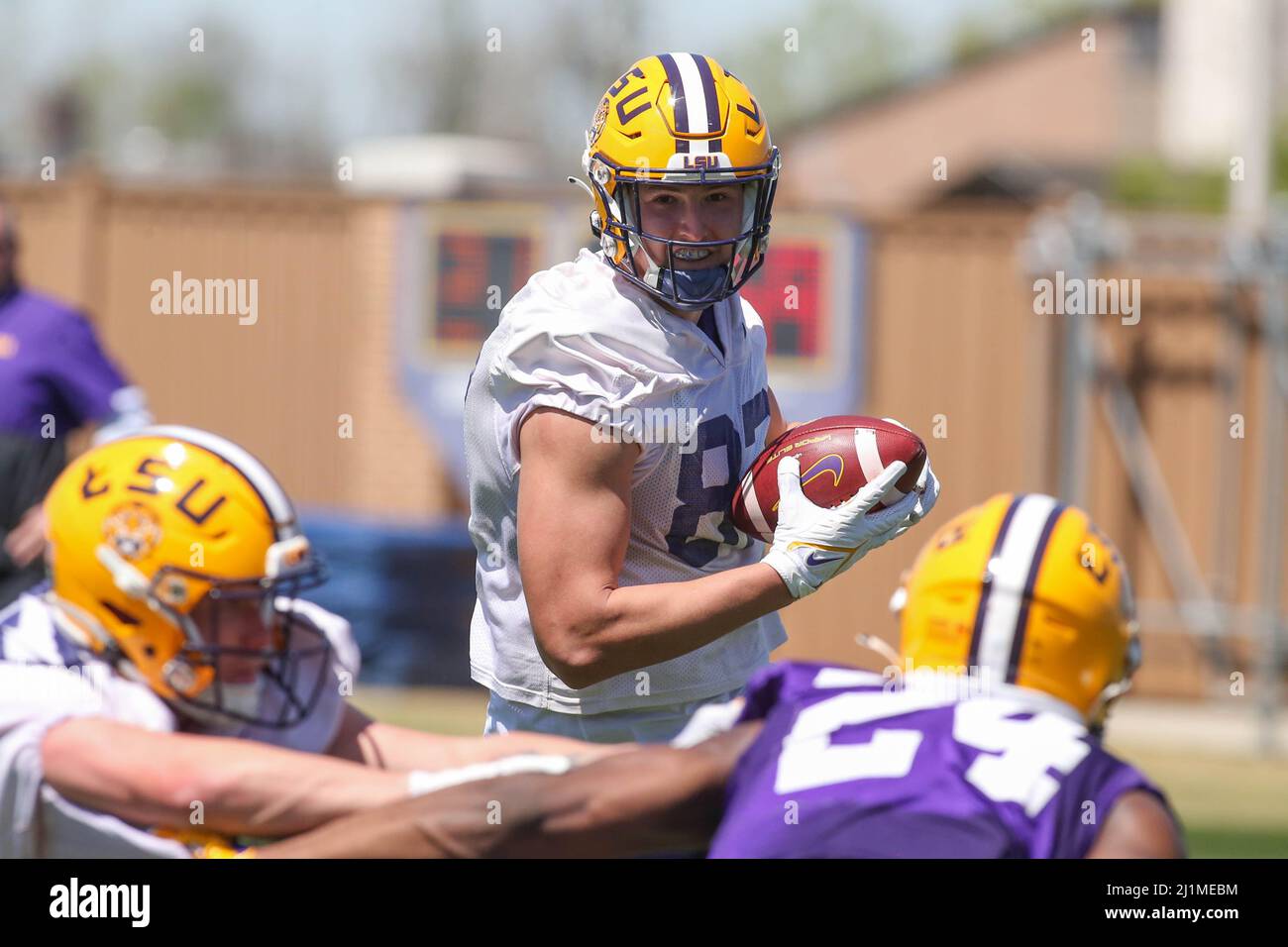 March 26, 2022: LSU tight end Kole Taylor (87) brings in a pass during ...