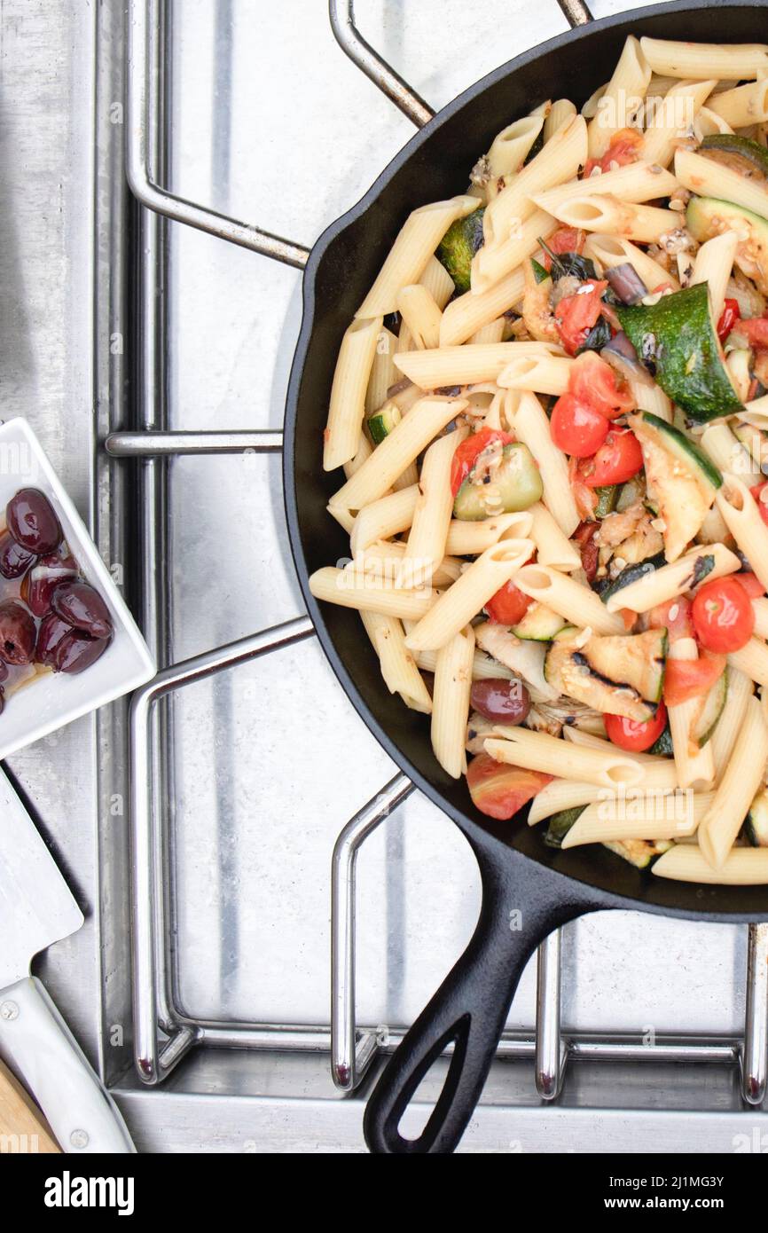 Cooking Pasta Outside Stock Photo - Alamy