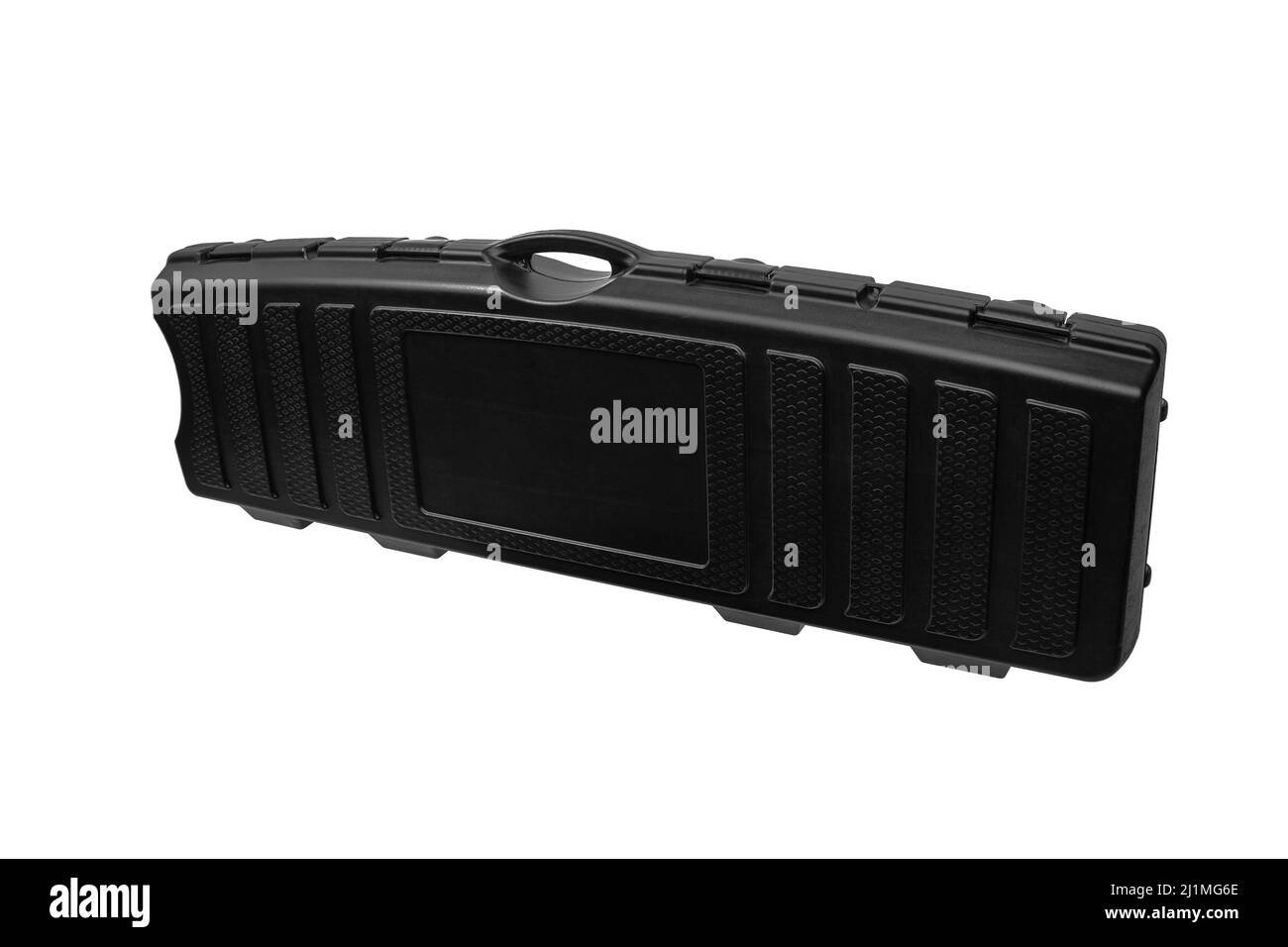 Black plastic case with foam inside. Weapon case isolate on white ...