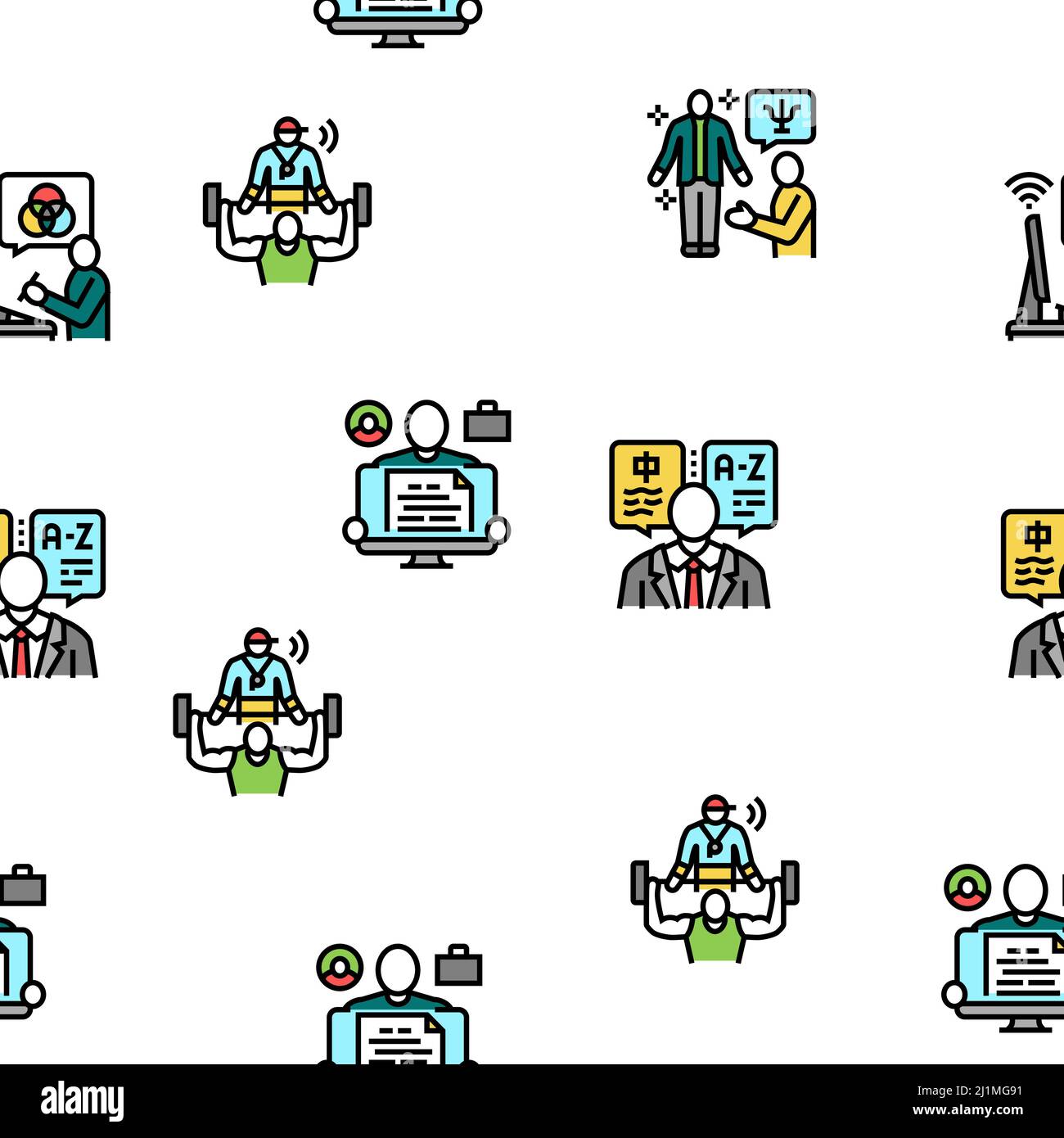 Small Business Worker Occupation Vector Seamless Pattern Stock Vector ...