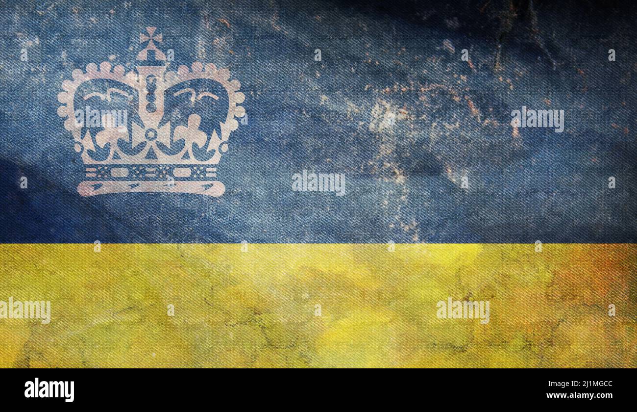 Top view of retro flag of Regina, Canada with grunge texture. Canadian ...