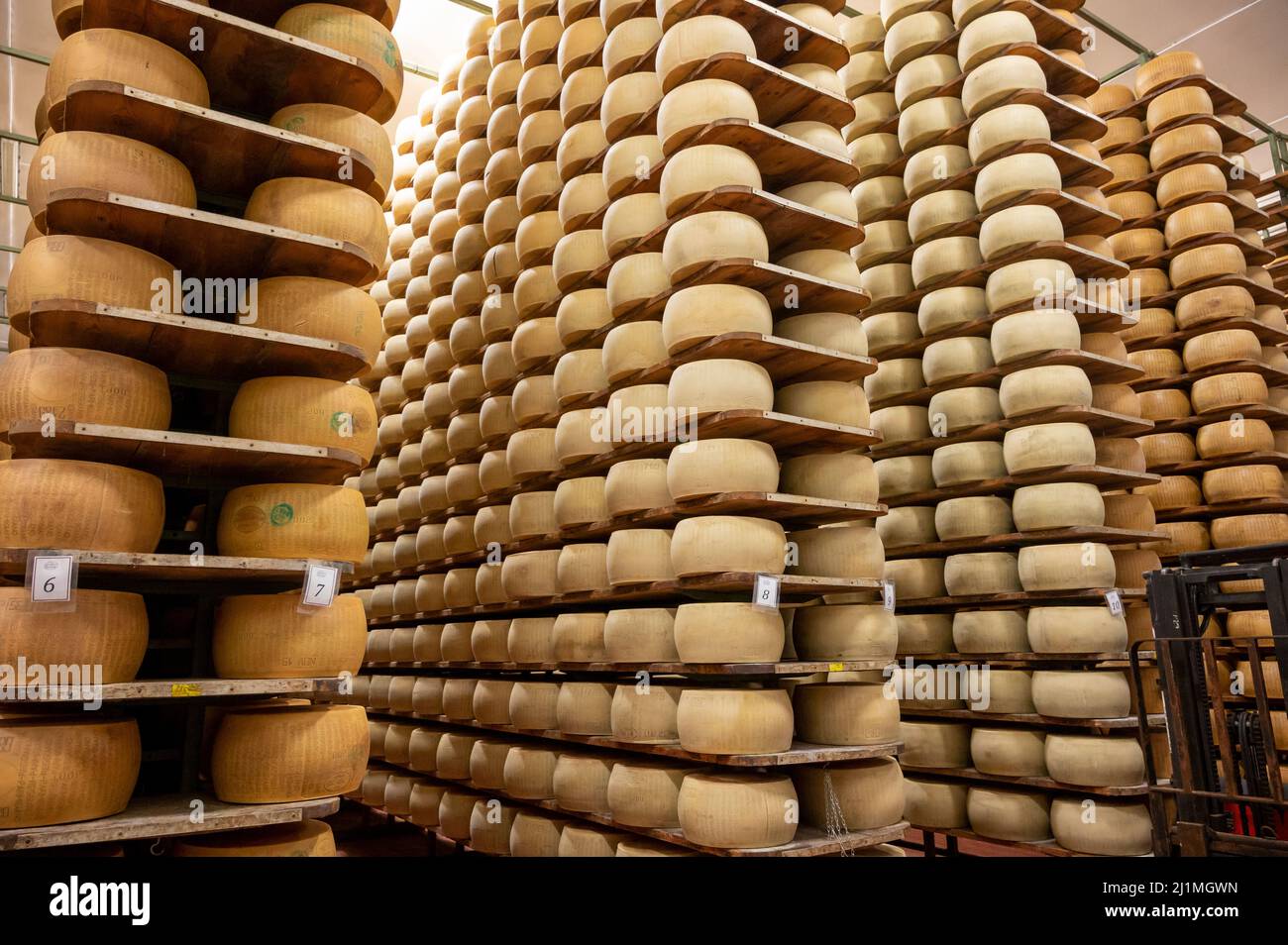 Process of making parmigiano-reggiano parmesan hard cheese on small ...