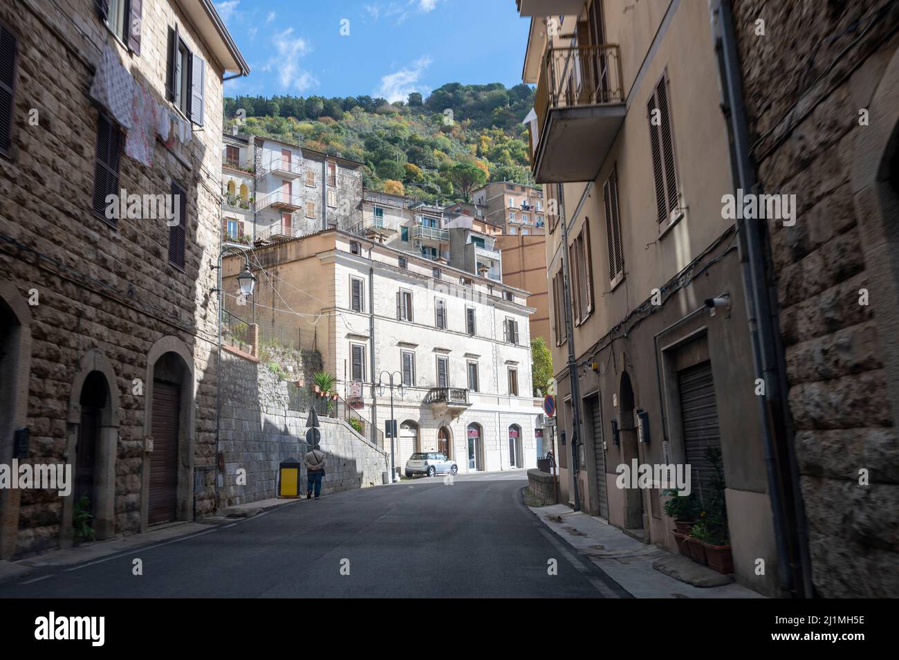 Medieval part of old Italian town Fondi, stone streets and houses ...