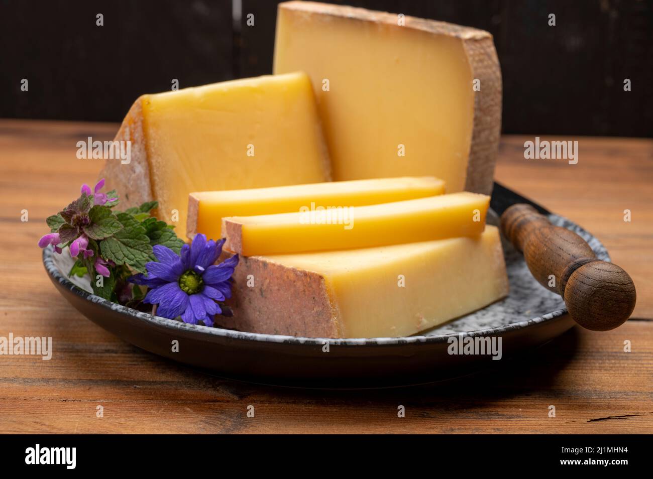 French cheese collection, comte cheese made from unpasteurized cow's ...