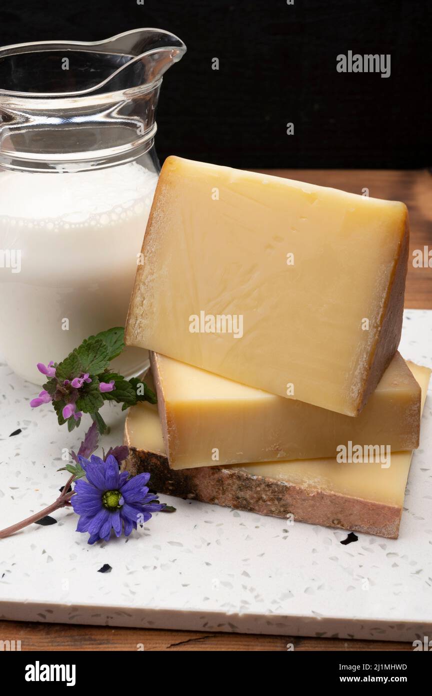 French cheese collection, comte cheese made from unpasteurized cow's ...
