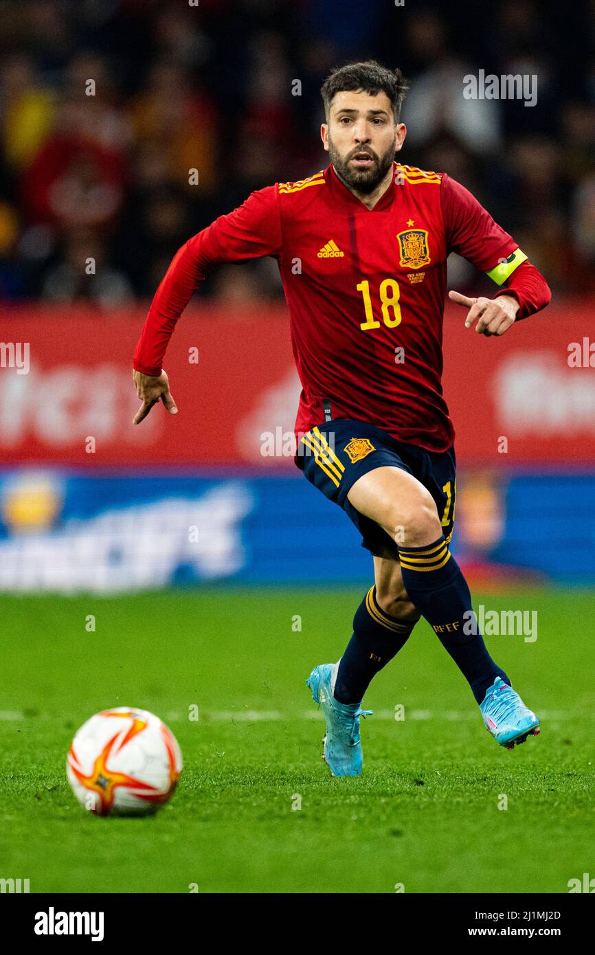 Barcelona, Spain. 26th Mar, 2022. Jordi Alba (Spain) in action during ...