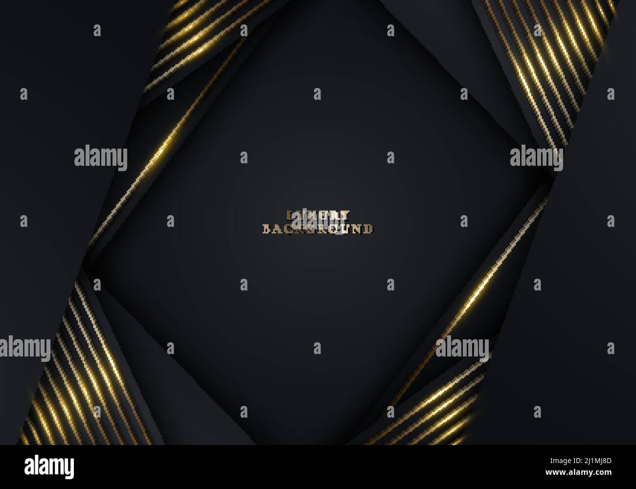 3D modern luxury template design black and gold stripes with golden ...