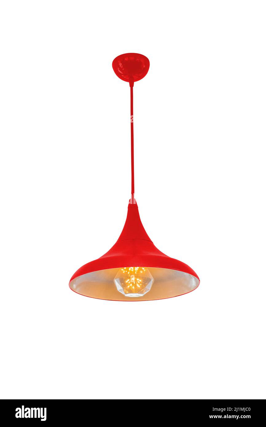 Red hanging lamp isolated on white background, with clipping path Stock ...