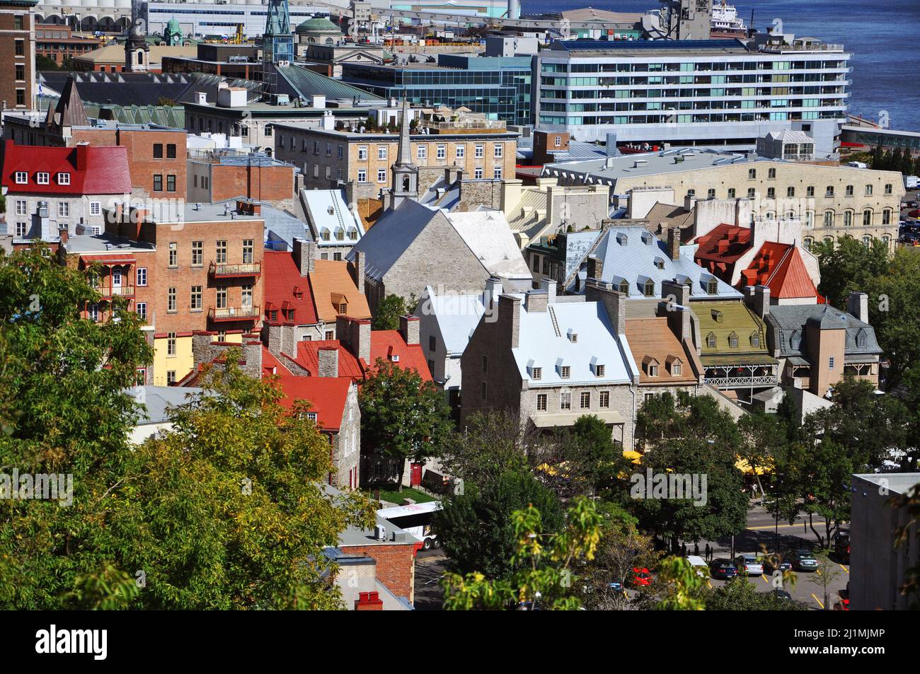 Aerial view of Lower Town (Basse-Ville) in Old Quebec City World ...