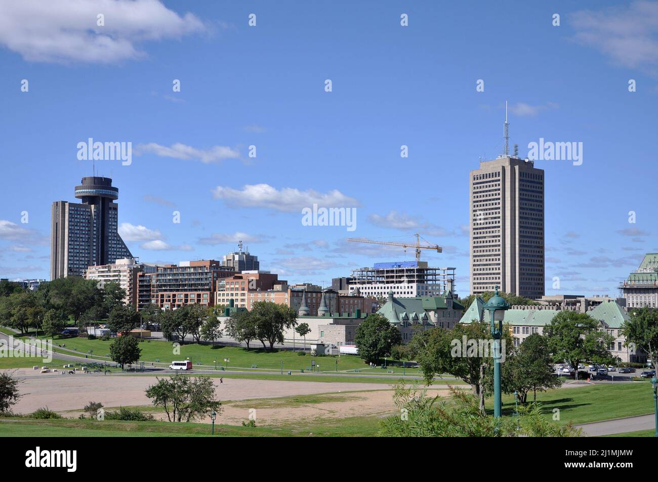 Quebec Modern City Skyline, view from Parc des Champs-de-Bataille ...