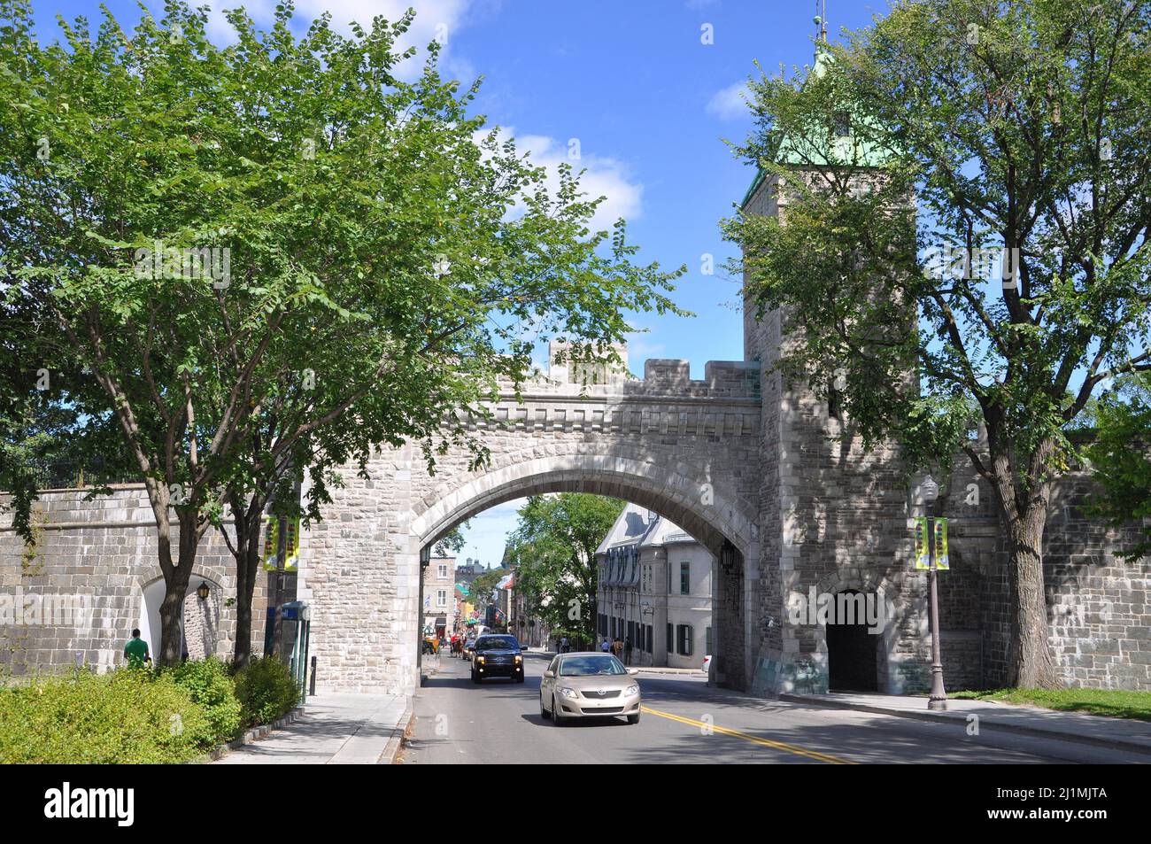 St. Louis Gate in Quebec City, Canada. The wall surrounds most of Old ...