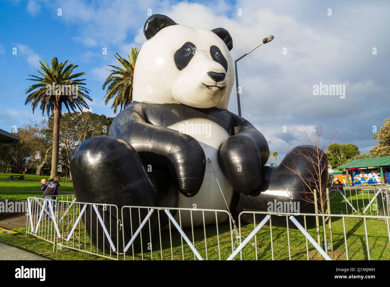 A giant inflatable panda in a park during Chinese mid-autumn festival ...